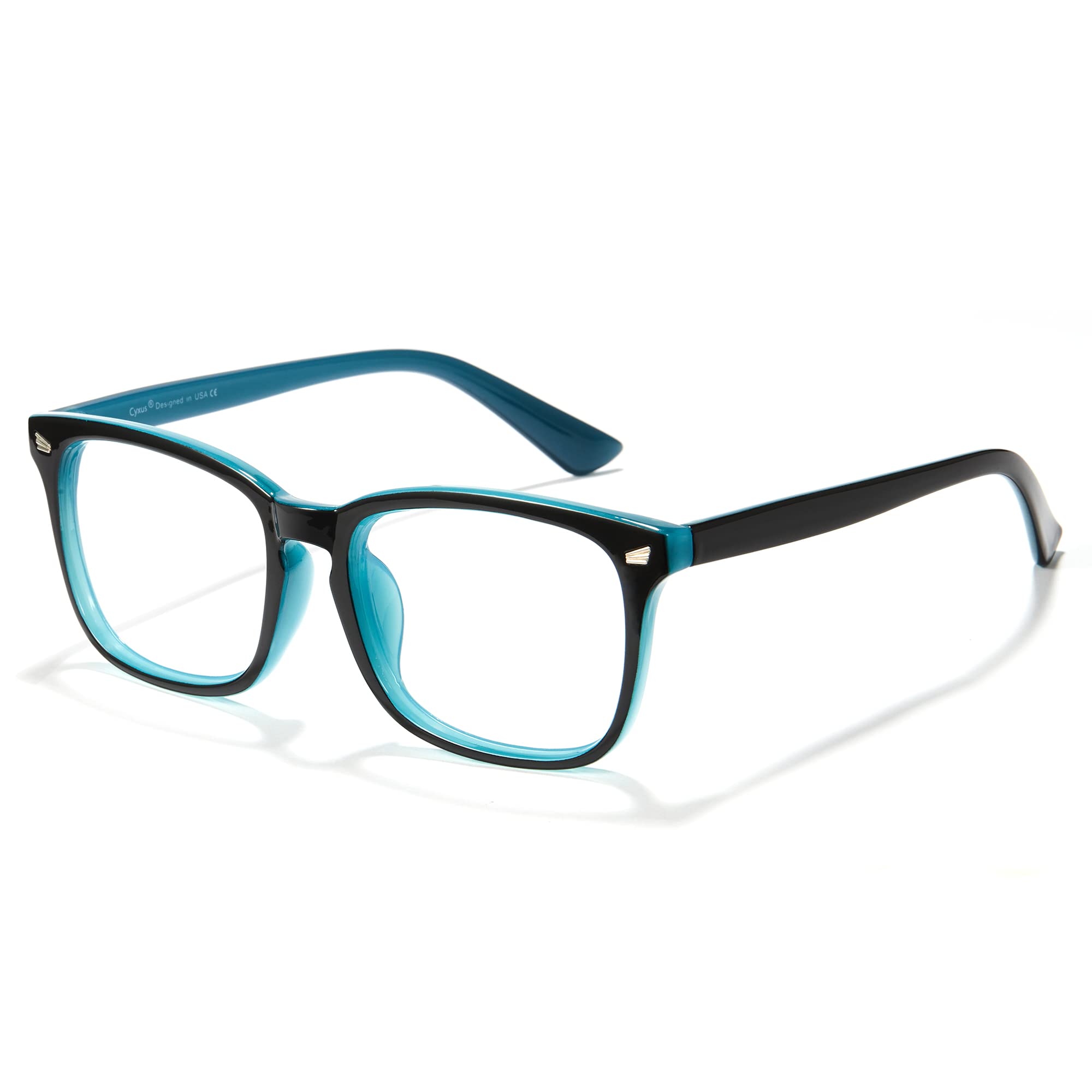 Cyxus Blue Light Glasses Men Women Reduce Eye Strain UV Blocking for Computer Screen ďź8082T54 Outer Black Inner Blueďź