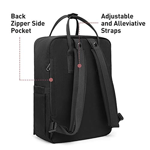KALIDI Casual Backpack for Women, 15 Inches Laptop Classic Backpack Camping Rucksack Travel Outdoor Daypack College Bag, Black