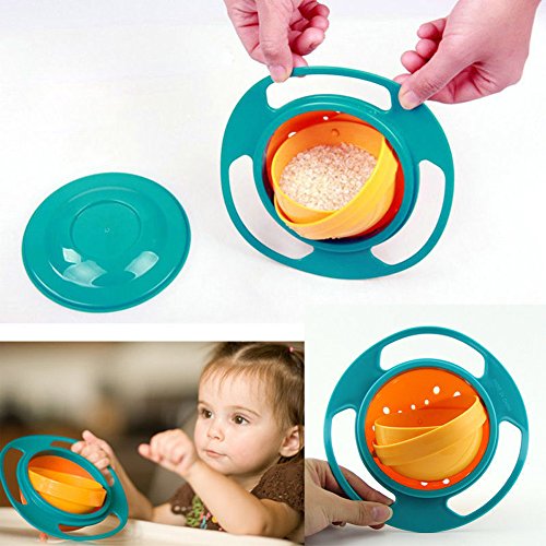 Song Qing Magic Gyro Bowl 360 Degree Rotate Spill-Proof Bowls with Lid Plastic Creative Dishes Practice Feeding Bowls