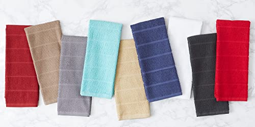 DII Basic Chef Collection, Assorted Terry Kitchen Towel Set, Dishtowel Set, Gray, 4 Piece