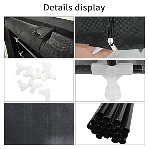 UDEAR Portable Wardrobe Shoe Rack Bundle,Closet Clothes Organizer with 6 Storage Shelves, 2 Hanging Sections and 4 Side Pockets,6-Tier Portable Free Standing Shoe Organizer,with Dustproof Cover,Black