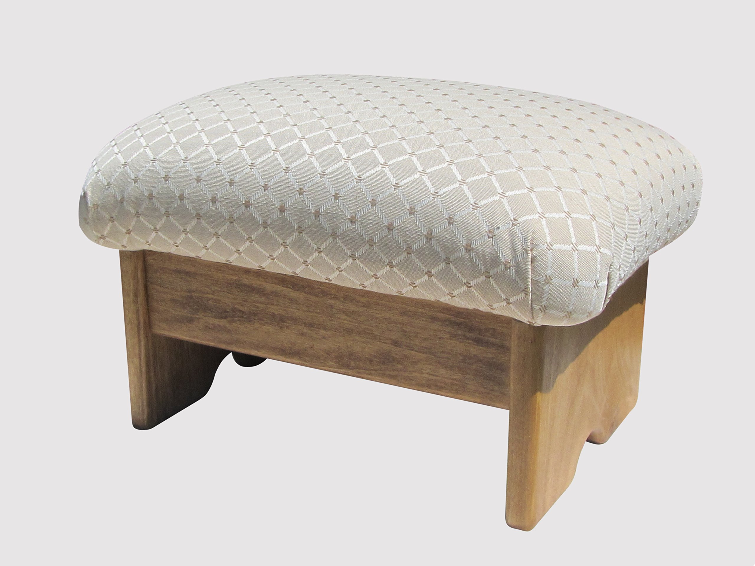 KR Ideas Padded Foot Stool 9" Luxury Fabrics (Made in The USA) (Winter Field - Maple Stain)