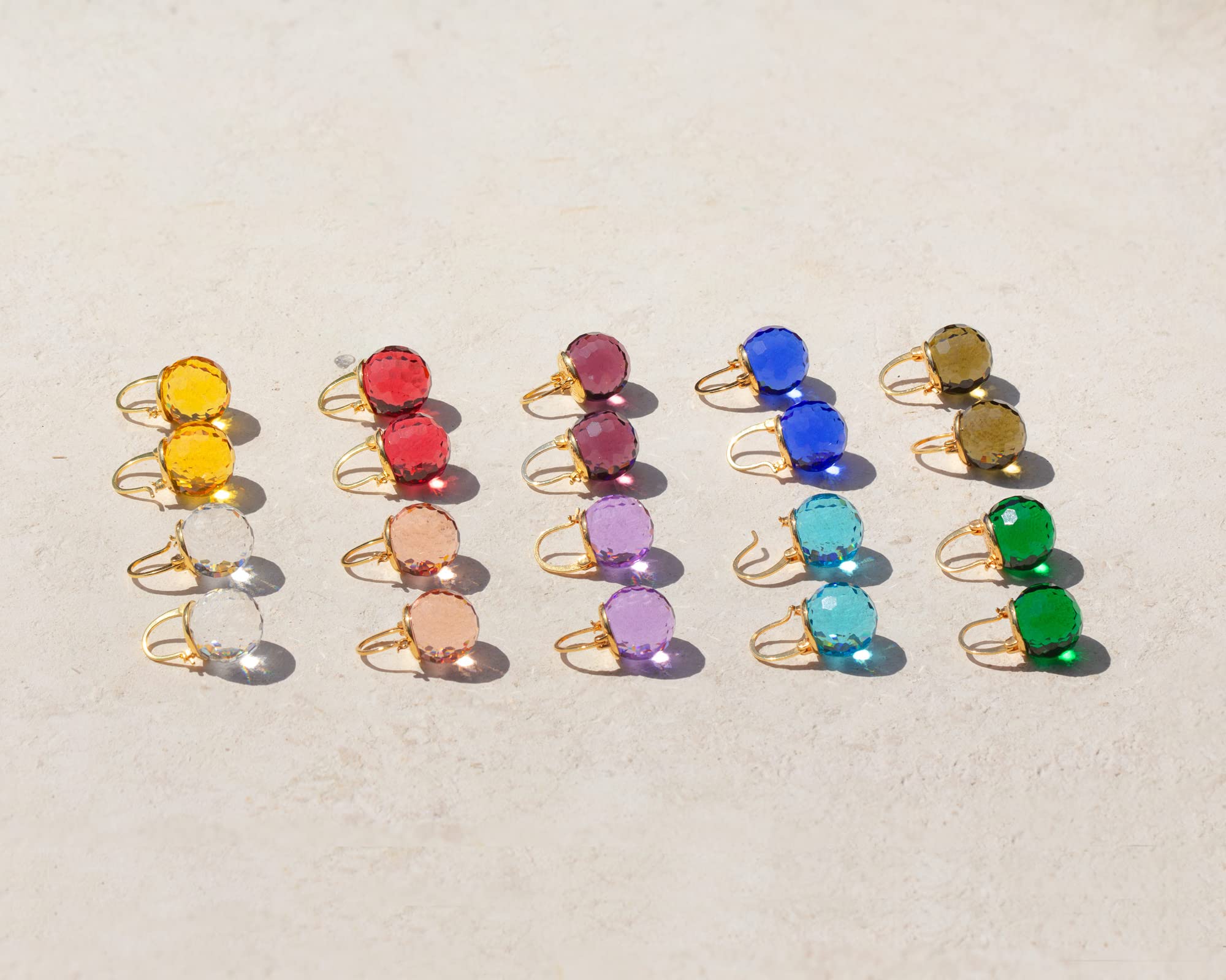 Crystal Earrings for Women,18k Gold Plated, Sparkly Austrian Crystal Ball Dangle Earrings (Clear)