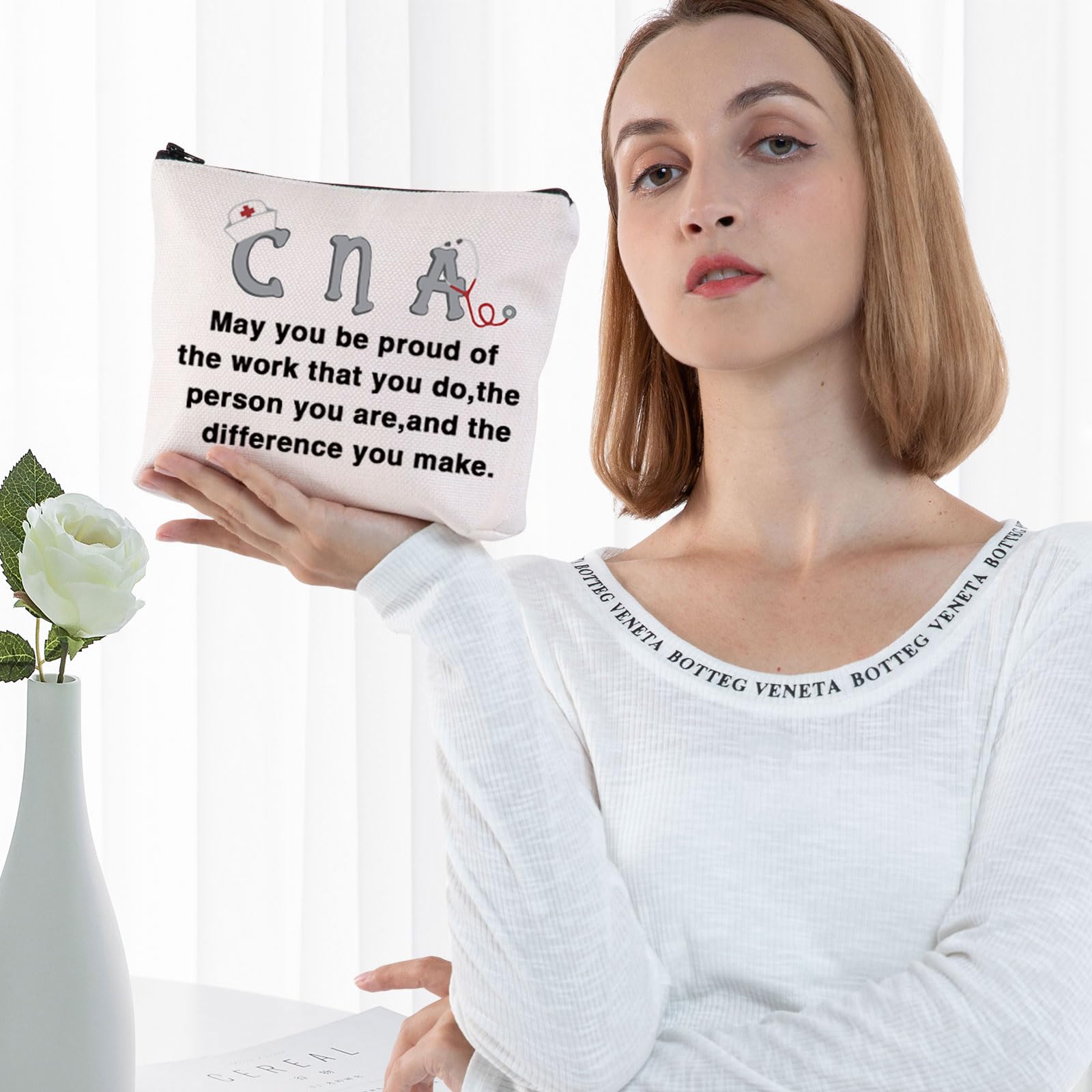 G2TUP CNA Certified Nurse Assistant Stethoscope Makeup Pouch CNA Medical Supplies National Nursing Assistant Week Appreciation (Remember CNA New)