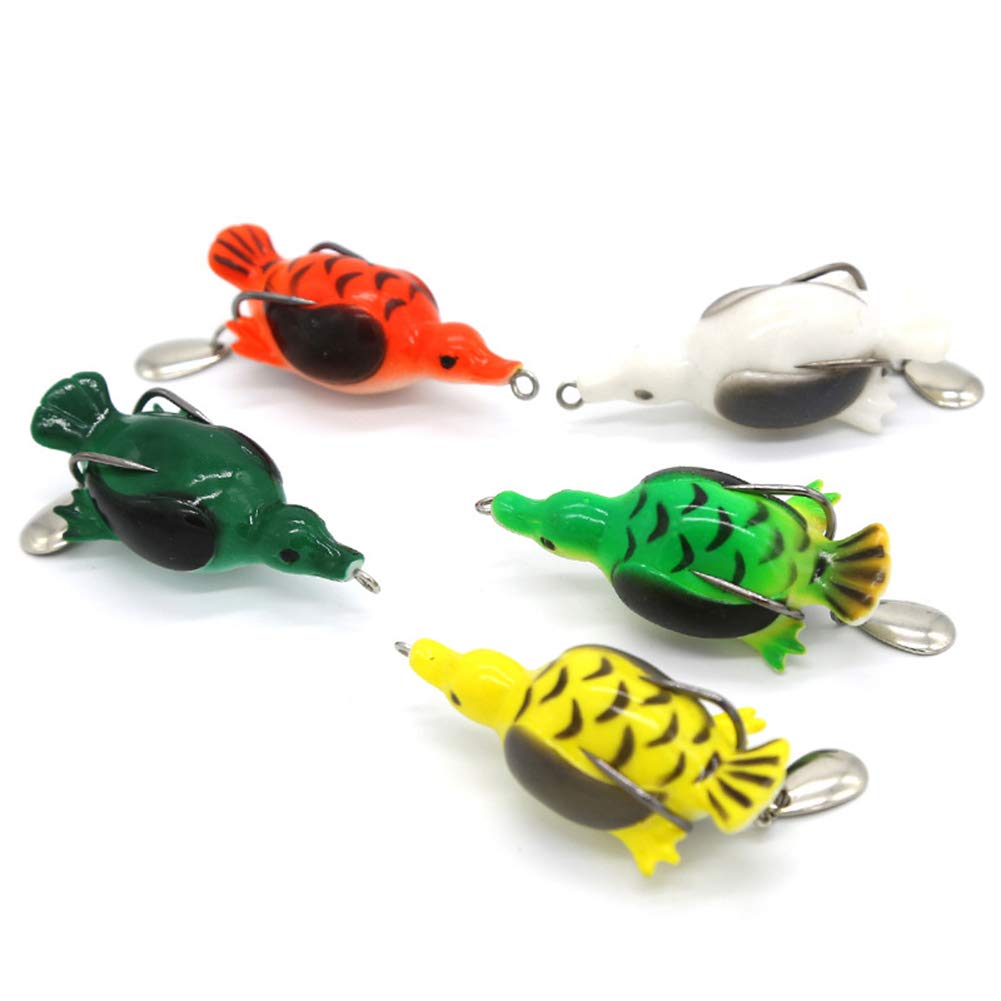 Connoworld Simulation Duck Fishing Bait Soft Lure Tackle Tool with Hook Swivel Sequin Plate - Red