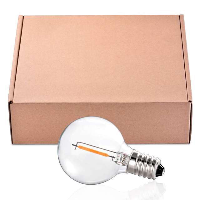 G40 Led Replacement Light Bulbs, E12 Screw Base Shatterproof Globe Light Bulbs for Outdoor String Lights, 0.6W Chandelier Bulbs Equvalent to 5 Watt Incandescent Bulbs, 2700K Warm White, 25 Pack