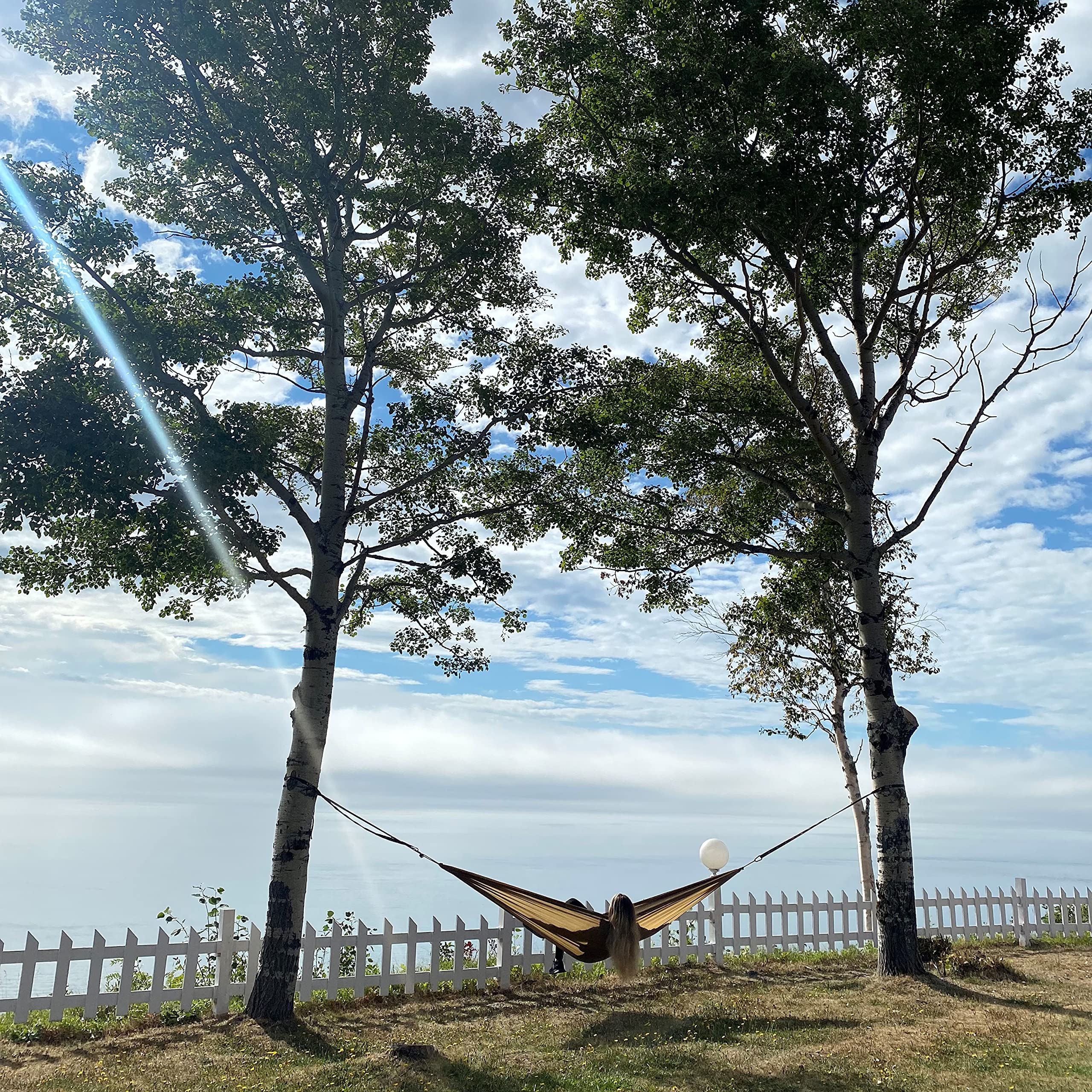 Double & Single Ripstop Hiking Hammock with Tree-Friendly Straps | Small Portable Lightweight Hammocks for Camping, Outdoor Sleeping, Hiking, Backpacking