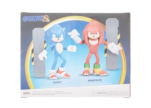 Sonic the Hedgehog Sonic 2 Movie 4" Action Figure 2 Pack - Sonic & Knuckles , Red