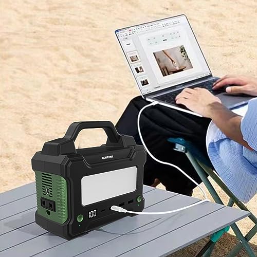 CONROWR 150Wh Portable Power Station Camping Solar Generator Laptop Charger with 150W 110V Peak AC Outlet, USB Ports LED Flashlights, DC Ports for CPAP Home Camping Emergency