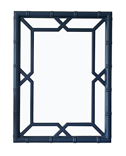 SORBARIA Bamboo-Look Solid Wood Window Pane Mirror 23" X 31" - Blue