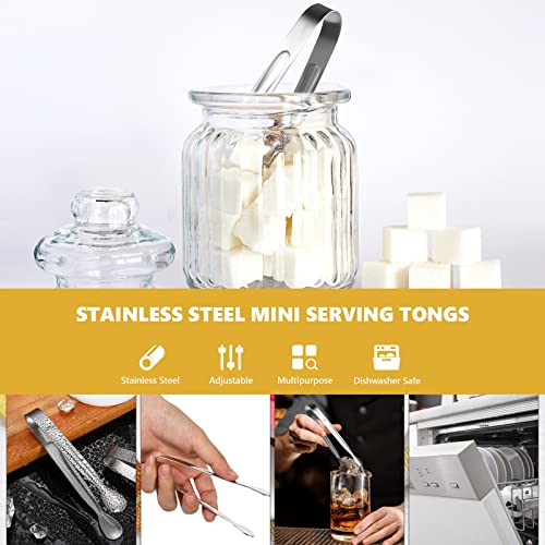 Leaf Coffee Spoons, Mini Serving Tongs and Appetizer Forks Stainless Steel Sugar Cube Tongs Dessert Spoons Metal Dinner Forks for Dessert Coffee Tea (10, Silver)