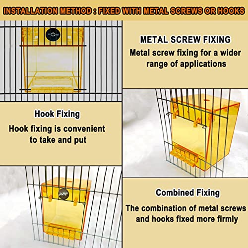 kathson Parrot Bath Box Hanging Bird Bathtub Tub Bath Acrylic No-Leakage Shower Box Bowl Cage Accessory for Small Pet Bird Parakeets Canary Cockatiel Budgies Lovebirds(Yellow)