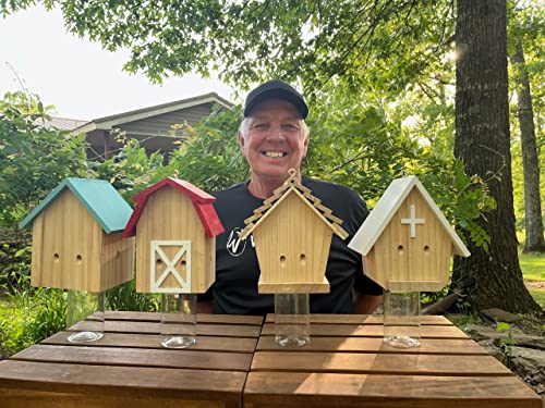GAW Nature Wood Cabin Style Carpenter Bee Traps for Outdoors, 2 Pack Best Wooden Bee Trap for Outside