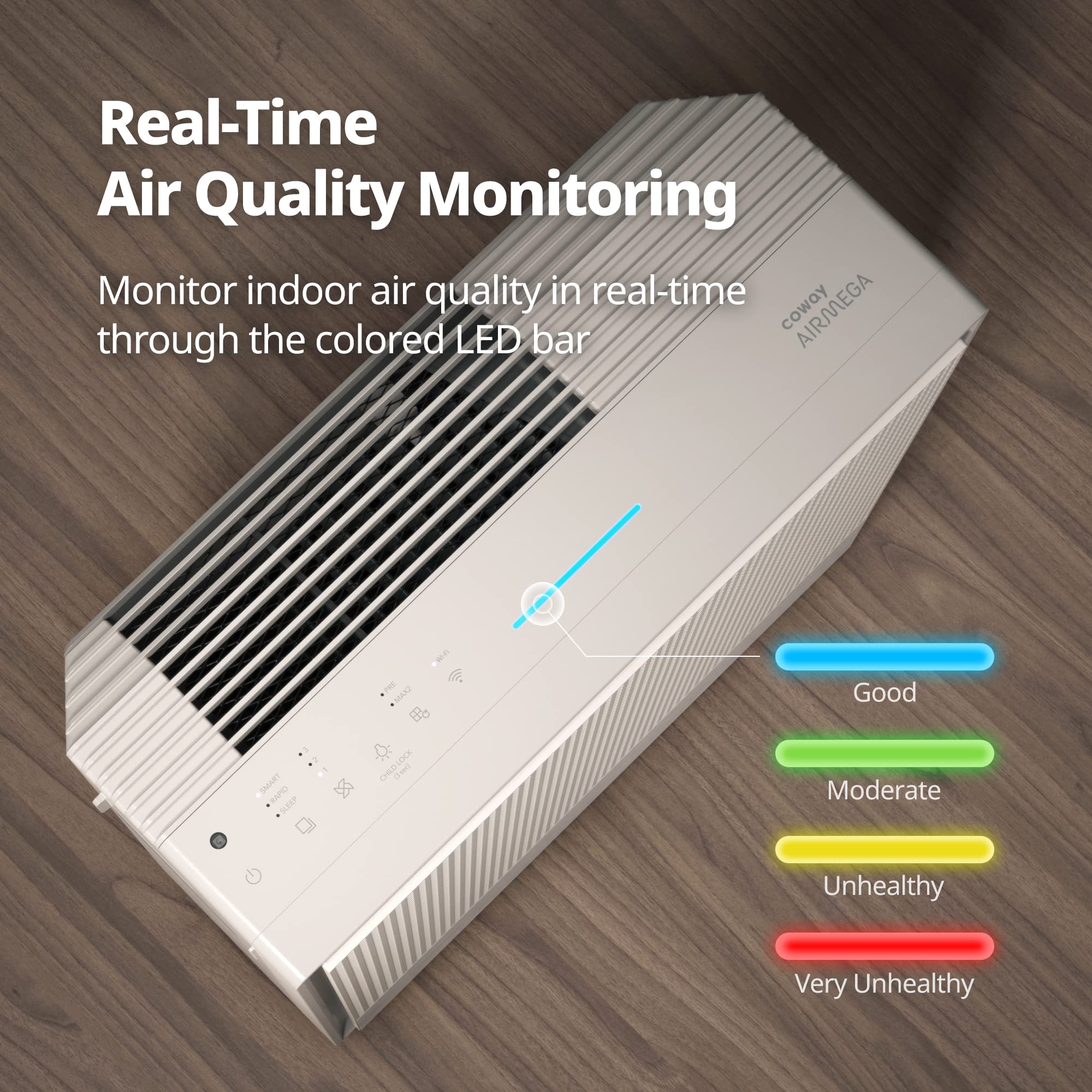 Coway Airmega 250S App-Enabled Smart Technology, Compatible With Amazon Alexa True HEPA Air Purifier, Covers 930 Sq.ft