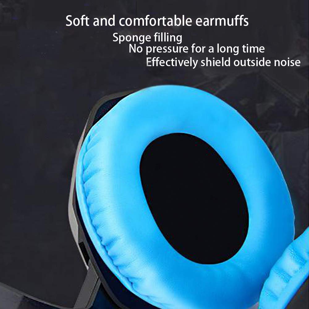 CAMKONG Over-Ear Gaming Headset with Microphone for PS4 Xbox One PC,Comfortable Stereo,LED Lighting,Noise Reduction and Volume Control