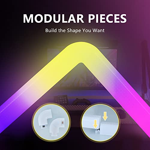 MELIFO Glide FRGBIC Wall Lights,Music Wall Lights Works with Bluetooth and App,Smart FRGBIC Wall Sconces for Bedroom,Music Wall Lights,Strip Lights for Party,Karaoke (3Pcs+2Corners)