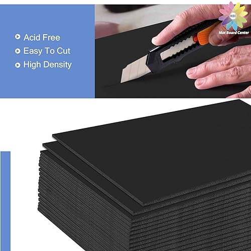 Mat Board Center, Pack of 25 Foam Boards (Black Color, 8x10 3/16")
