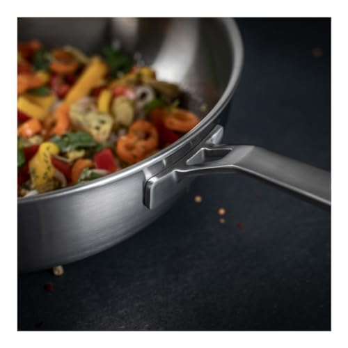 KUHN RIKON Culinary Fiveply Professional Chef’s Every Day Essential Fry Pan, Oven Proof Uncoated Stainless Steel & Aluminium Wok, 28cm