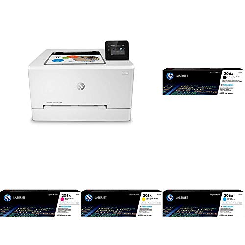 HP Color LaserJet Pro M255dw Wireless Laser-Printer, Remote Mobile Print, Duplex Printing (7KW64A) with XL-Toner-Cartridges - 4 Colors