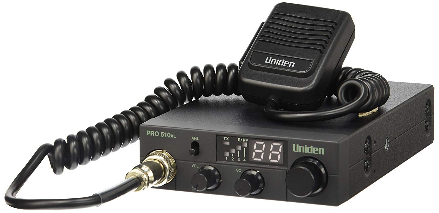 Uniden PRO510XL Pro Series 40-Channel CB Radio. Compact Design. Backlit LCD Display. Public Address. ANL Switch and 7 Watts of Audio Output. Unique PLL Circuit. S/RF LED Meter. , Black