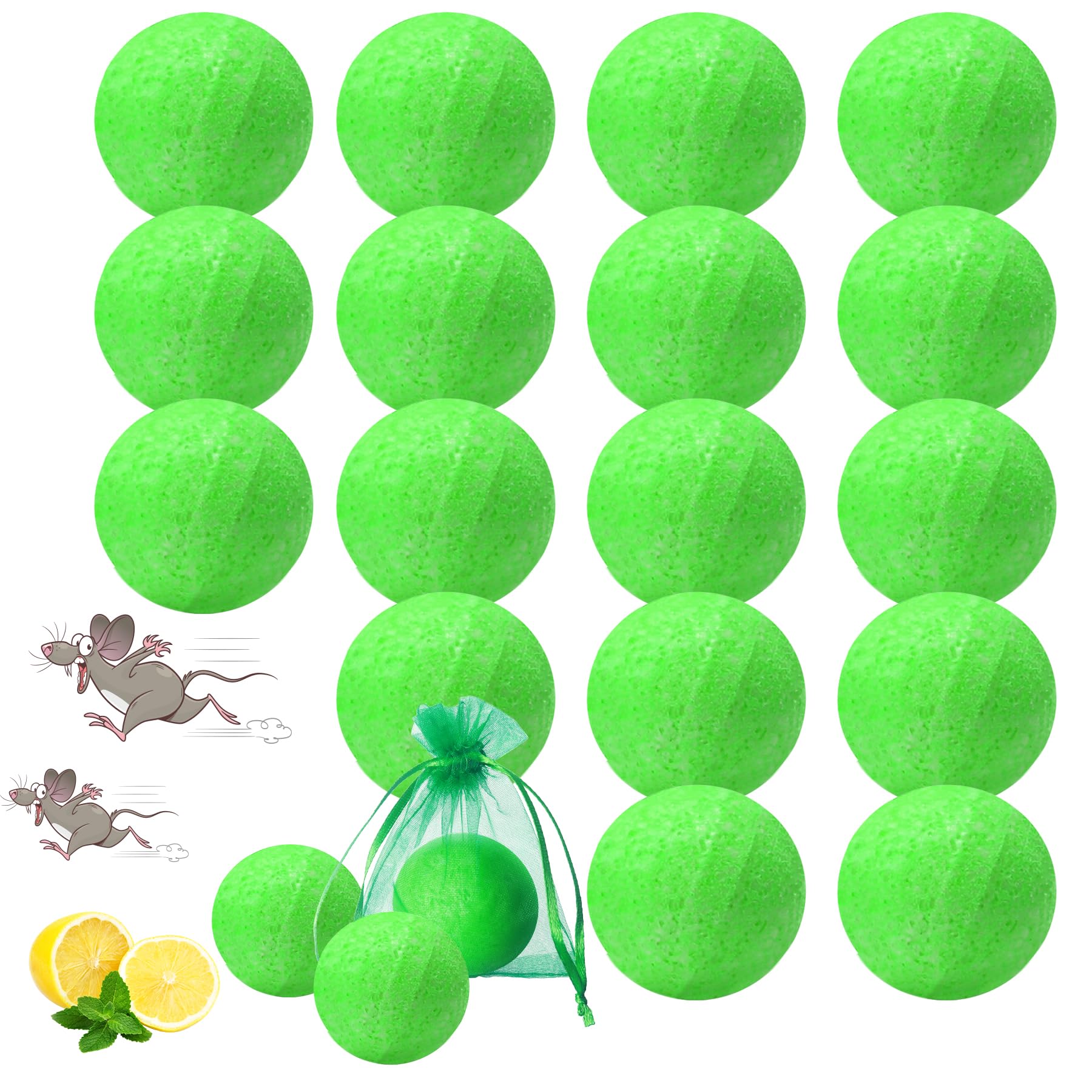 Homsor Rodent Repellent 20 Pack Natural Peppermint Oil Mouse Repellent Balls Pet Safe Mice Deterrent to Keep Rat Mice Mouse Rodent Out of Indoor House Outdoor Car Engines RV Garage Chicken Coop