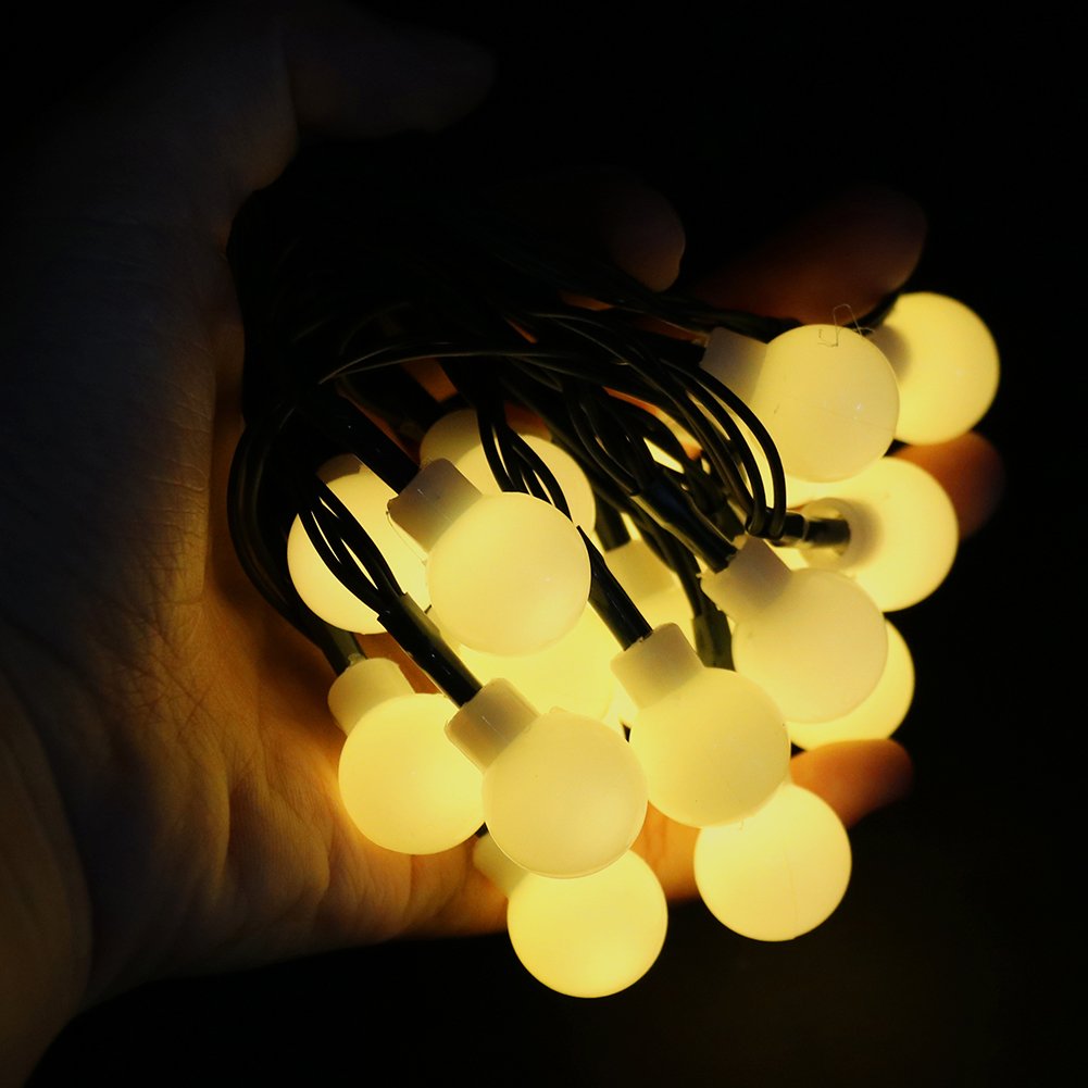 XUNATA 40ft Solar LED String Lights, Flexible Waterproof 100 LEDs White Ball Lights for Indoor Outdoor Home Patio Lawn Garden Party Holiday Decorations(Warm White)