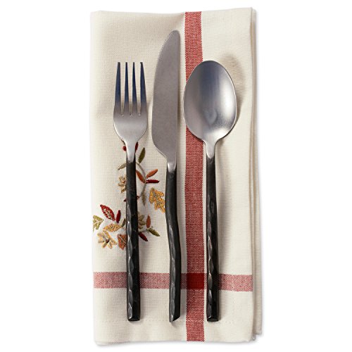 DII Thankful Autumn Collection Fall Tabletop Decoration, Square Napkin Set, 20x20, Falling Leaves, 6 Piece