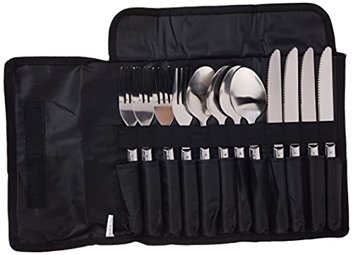 Coleman Stainless Steel Flatware Set with Plastic Handles, 12-Piece , Black