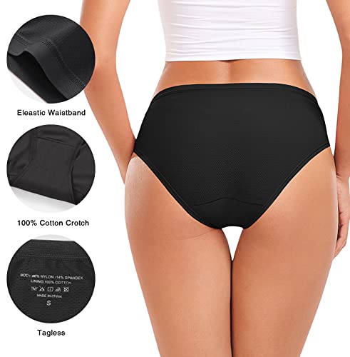 RHYFF Womens Underwear Breathable Mesh Bikini Panties Stay Fresh Ladies Panty Stretches Soft Hipster Briefs Comfortable Travel Underpants(R7002-Black-XXL)