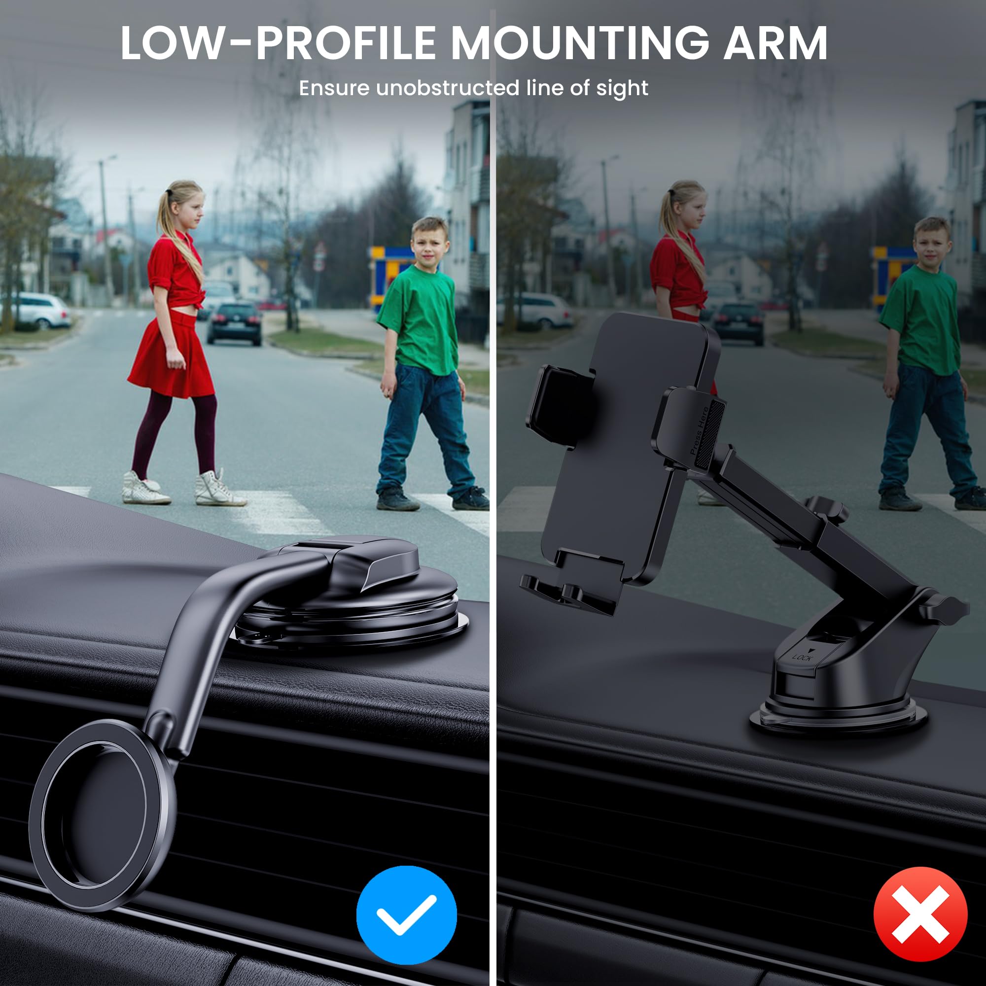DOLYOFG for Magsafe Car Mount,【Strong Magnets & Low Profile】 Magnetic Phone Holder for Car Dashboard Windshield Universal Hands Free Car Phone Holder for iPhone 14 13 12 Pro Max Plus Mini Android