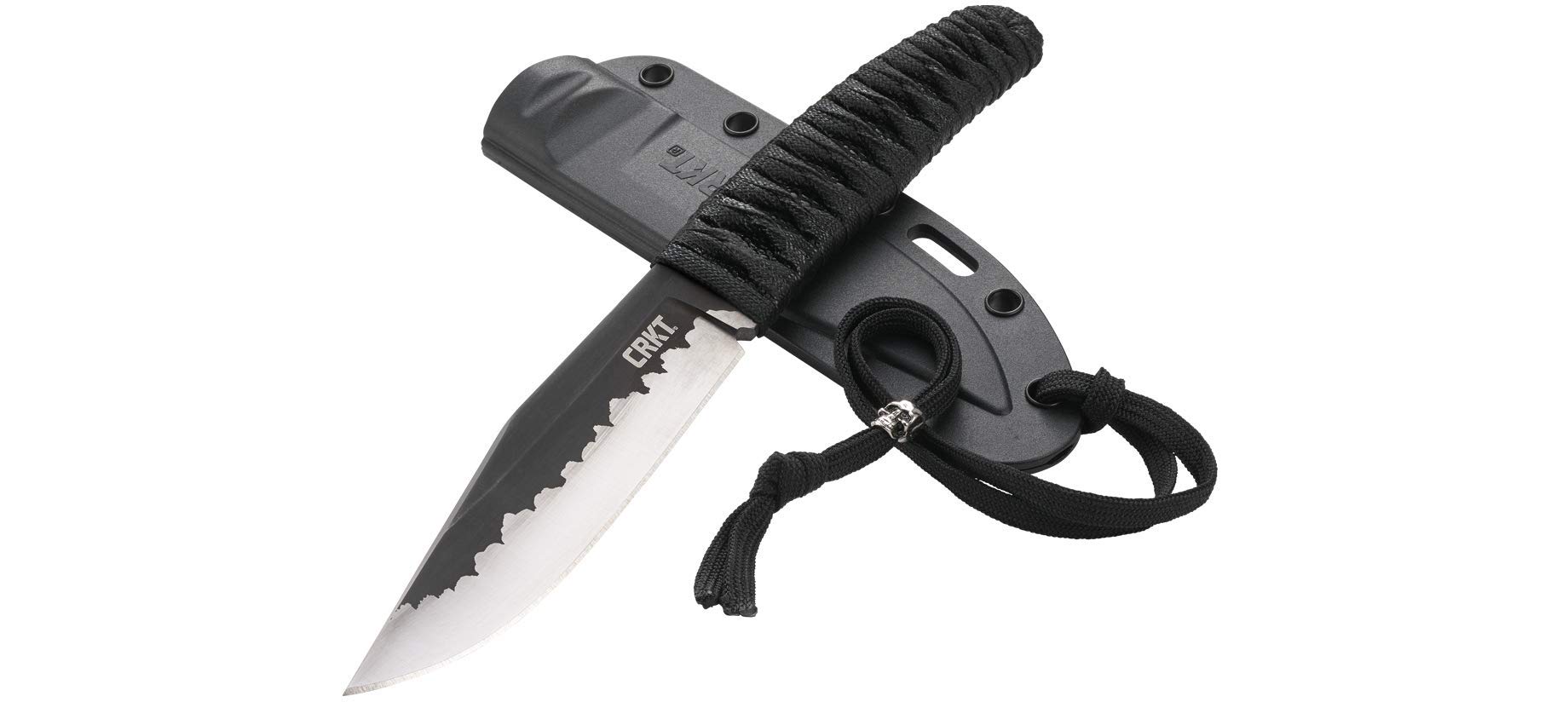 CRKT Nishi EDC Knife: Everyday Carry Fixed Blade Knife, Clip Point Blade with Titanium Nitride Finish, Cord Wrapped Handle, Sheath 2290