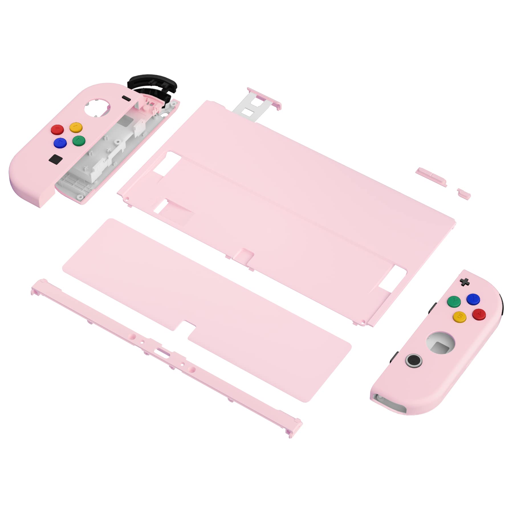 eXtremeRate DIY Full Set Shell Buttons for Nintendo Switch OLED, Replacement Console Back Plate & Kickstand, Custom Case Housing for Nintendo Switch OLED JoyCon - Cherry Blossoms Pink