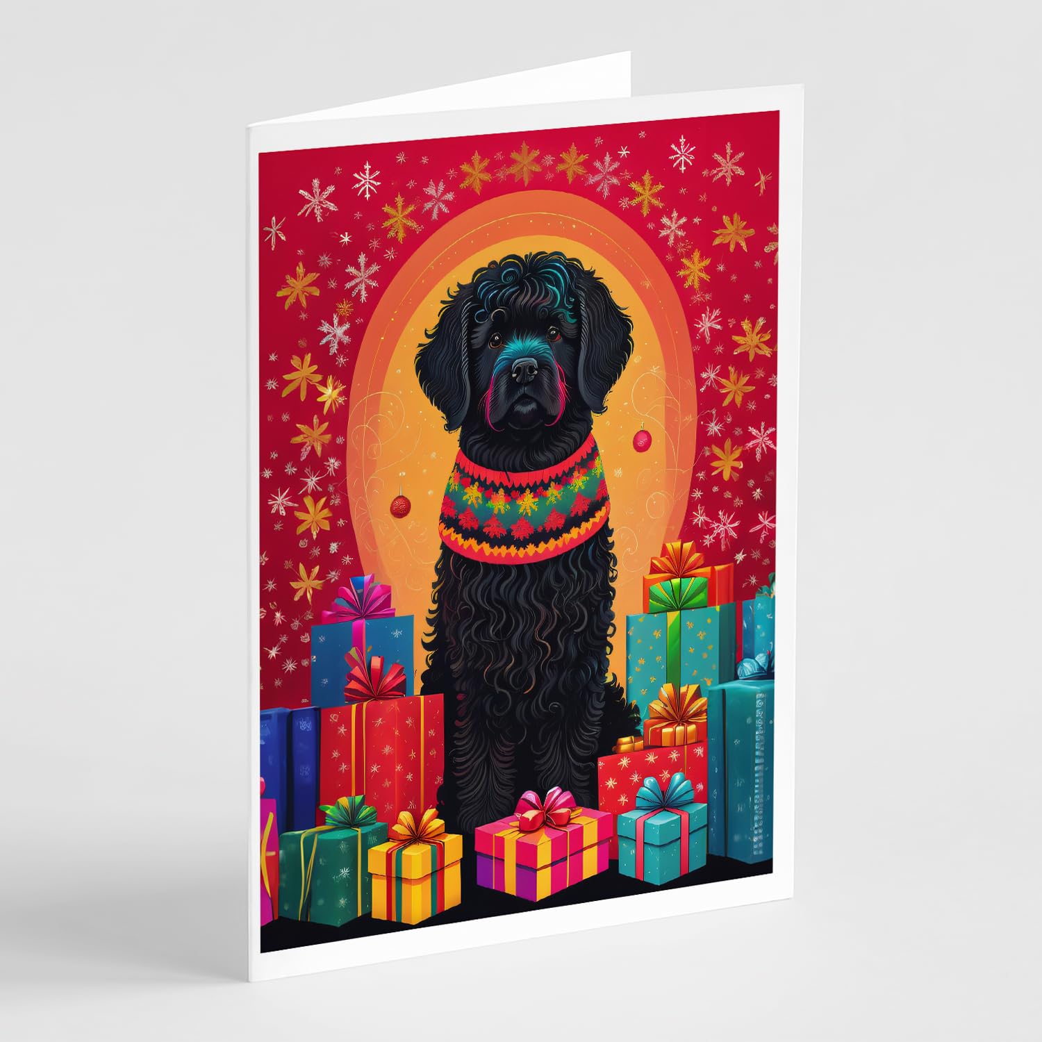 Caroline's Treasures DAC3148GCA7P Puli Holiday Christmas Greeting Cards Pack of 8 Blank Cards with Envelopes Whimsical A7 Size 5x7 Blank Note Cards