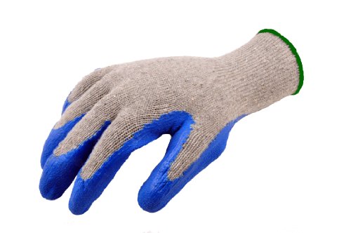 G & F 1511L-DZ Rubber Latex Coated Work Gloves for Construction, Blue, Crinkle Pattern, Men's Large (Sold by dozen, 12 Pairs)