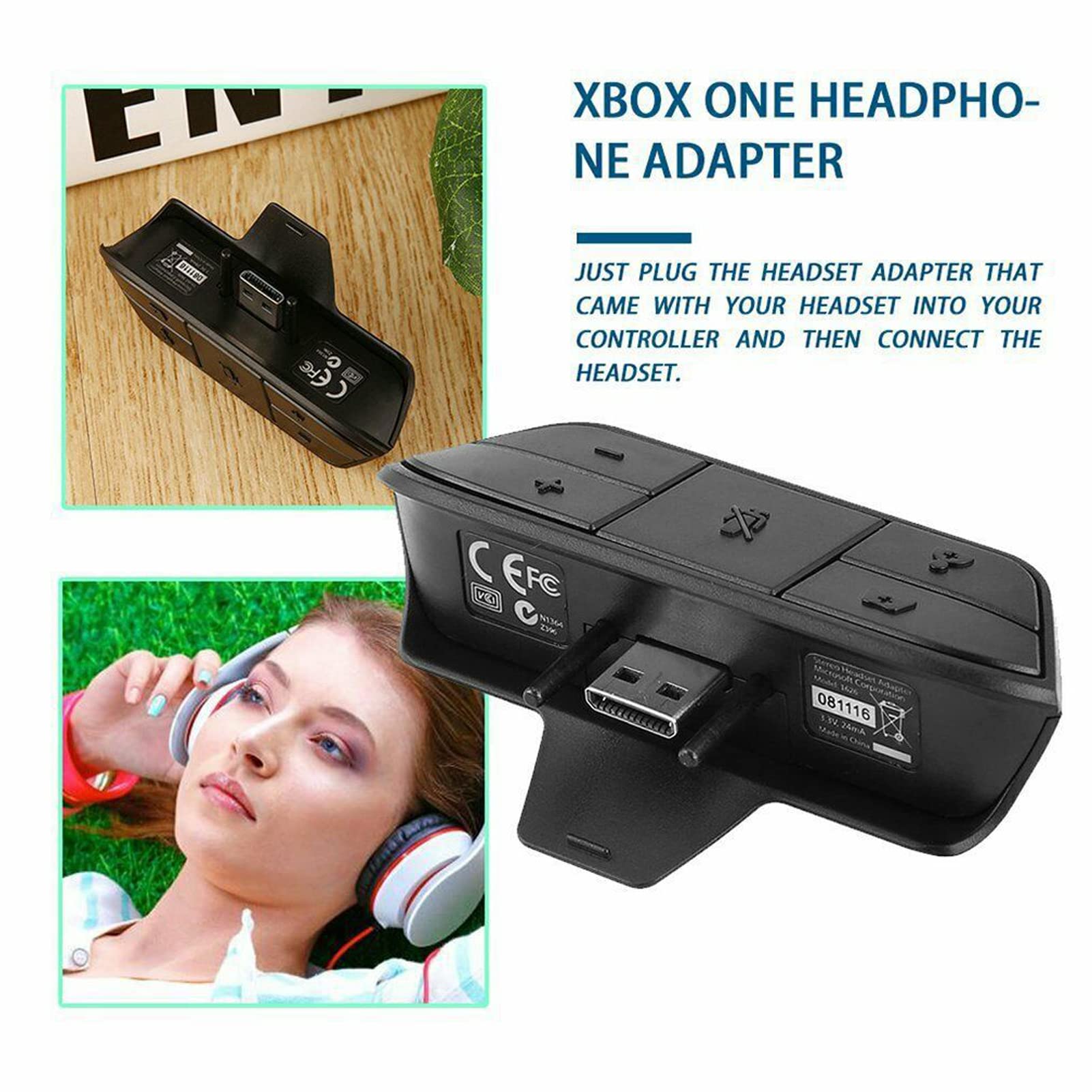 Ciglow Stereo Headset Adapter for Xbox One,3.5mm Stereo Headset Adapter Headphone Converter for Xbox One Game Controller.