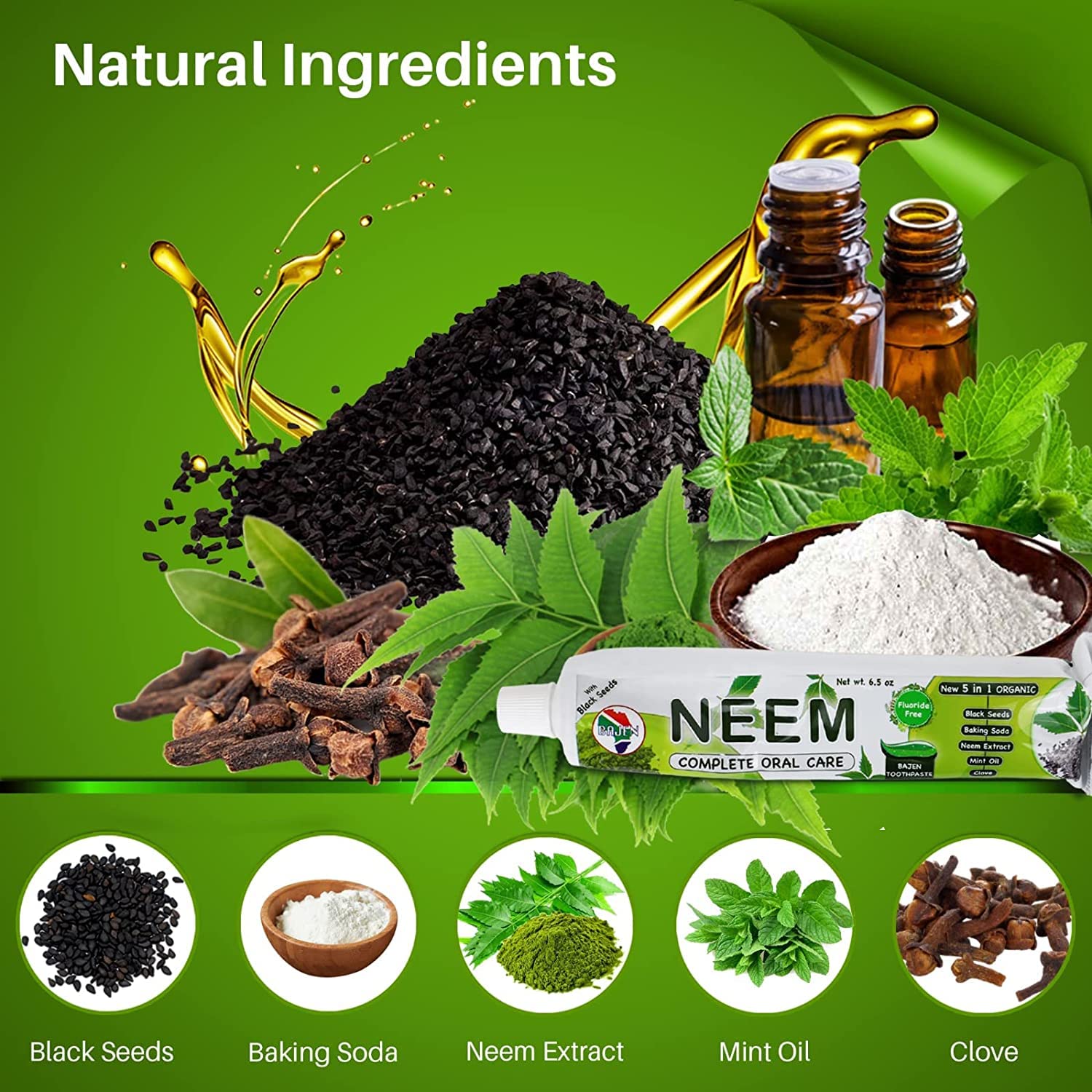 Organic Neem Complete Oral Care-Fluoride Free- 5 in 1 Toothpaste