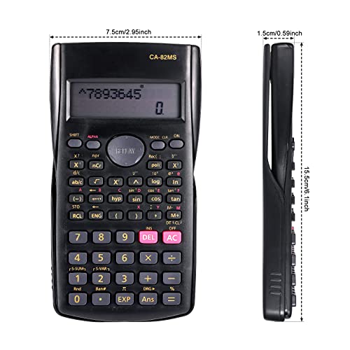 Saillong 2-Line Engineering Scientific Calculator, Black Function Fractions Math Calculator for Middle, High School, Classroom, Student and Teacher (6 Pieces)