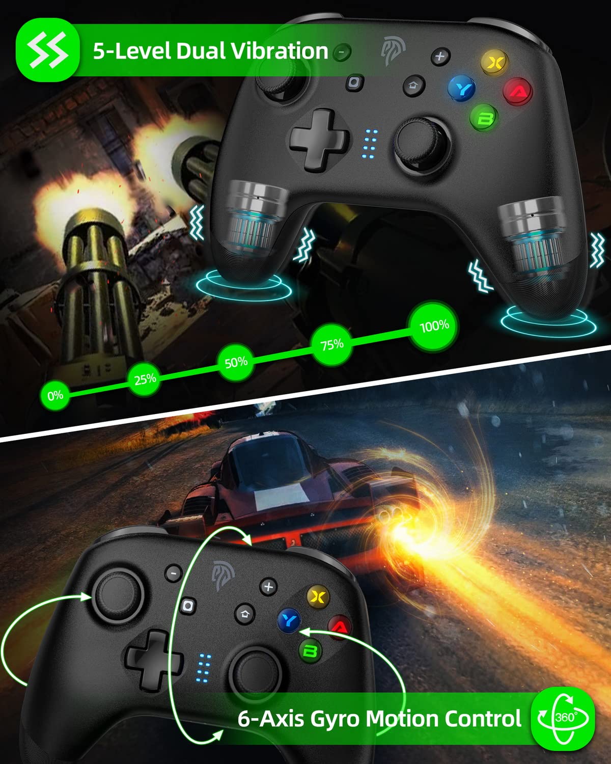 EasySMX Switch Pro Controller for Nintendo Switch/Lite/OLED, Wireless Switch Pro Controller with 4 Programmable Buttons, Dual Vibration, Turbo, Motion Control, LED Light, Wake up Function
