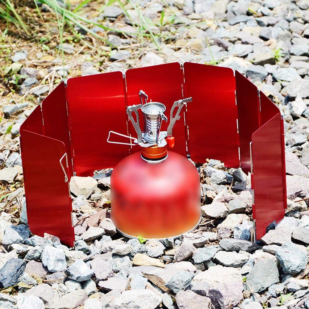 Camping Stove Windscreen - 8 Plates Lightweight Folding Outdoor Windshield for Camping Backpacking(Red) Outdoor Catering