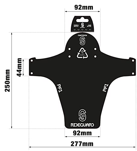 RideGuard PF1 - Front MTB Mudguard Mountain Bike Fender. Fits 24”, 26”, 27.5”, 29”, Plus Size and Fat Bikes. UK Made 100% Recycled Plastic Waste 100% Recyclable. (Geo Purple)