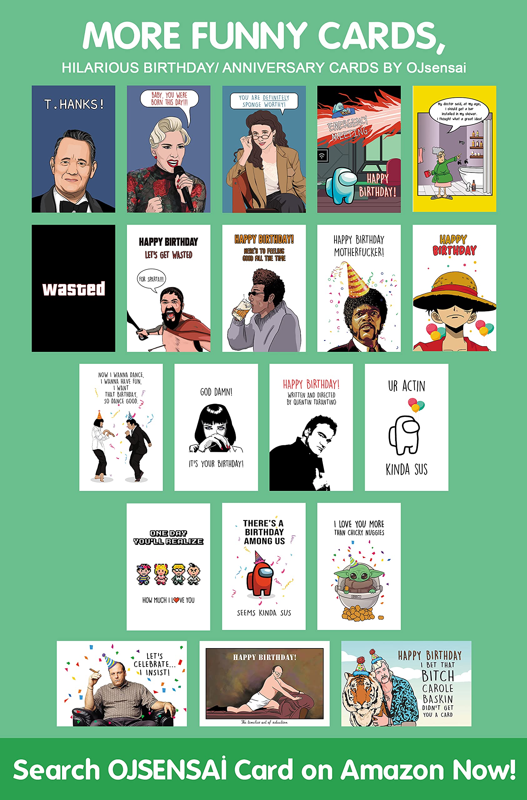 OJsensai Happy Birthday Card, Funny Birthday Card for Daughter Son, Bday Greeting Card for Him Her