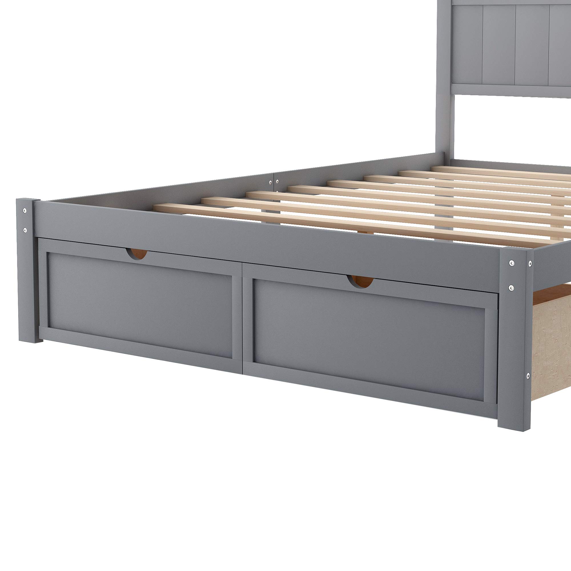Harper & Bright Designs Kids Full Bed Frame with LED Lights & House-Shaped Headboard, Wood Full Size Platform Bed for Kids Teens, No Box Spring Needed (Walnut+Milk White)