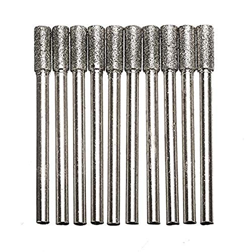 JKUHA 10PCS 4mm Diamond Coated Cylindrical Burr Chainsaw Sharpener Stone File Chain Saw Sharpening Carving Grinding Tools
