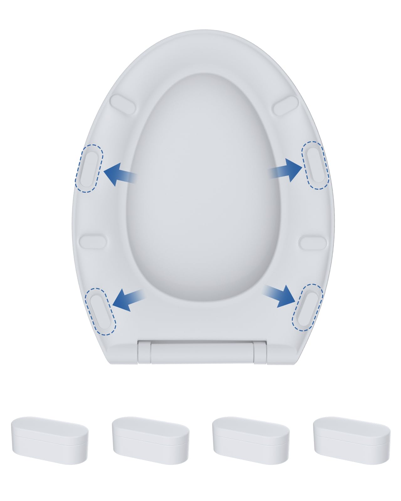 Hibbent 4 pieces Toilet Seat Bumpers for Bidet, Strong Adhesive Toilet Seat Bumpers for Use with Bidet Attachment, Universal Buffer Toilet Lid Rubber Bumpers, White