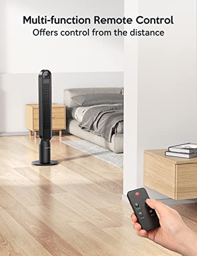 VAGKRI Tower Fan 42" Oscillating Tower Fan with 3 Modes, 4 Wind Speeds, 12H Timers, 90°Oscillation & 135° Vertical, Standing Fans for Home Bedroom Living Room Office, Powerful Floor Fan with Remote