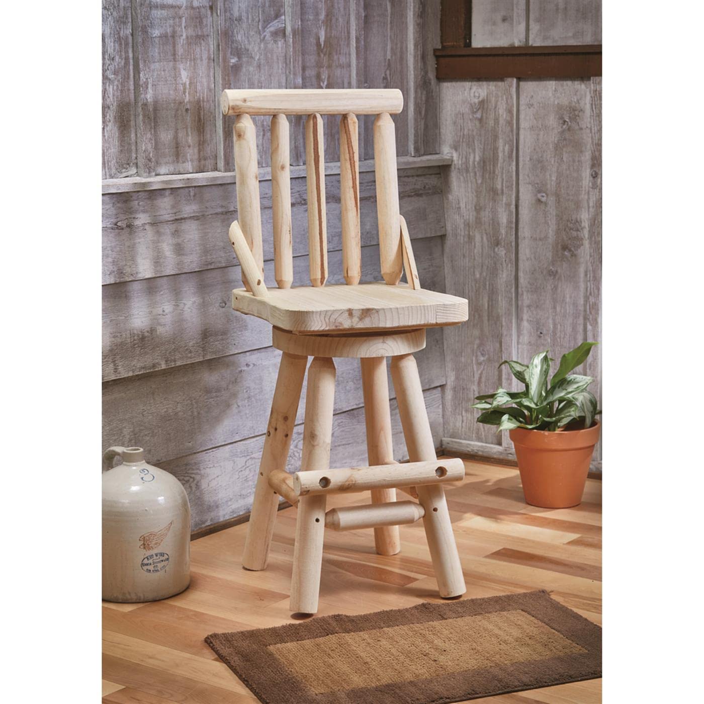 CASTLECREEK Log Swivel Stool, 300-lb. Capacity 24"
