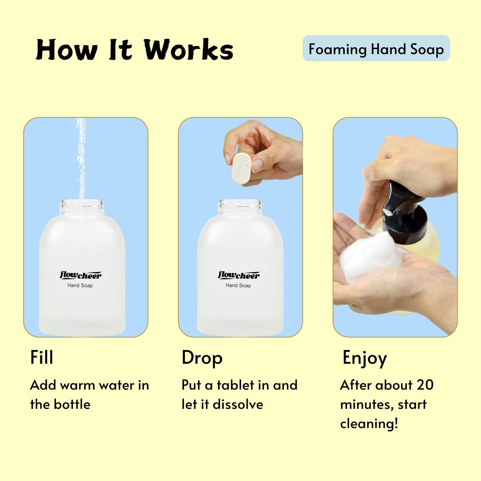 flowcheer Foaming Hand Soap Tablet Refills-12 pack Makes 96 fl oz (12 x 8 fl oz Bottles)-Variety Fragrance Soap Refills Tablets for Using With Foaming Hand Soap Dispenser(Not Included) Only