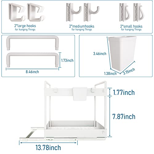 DonYeco Under Sink Organizer, 2 Tier Bathroom Storage Rack, Under-Mount Sliding Drawer Slides,White