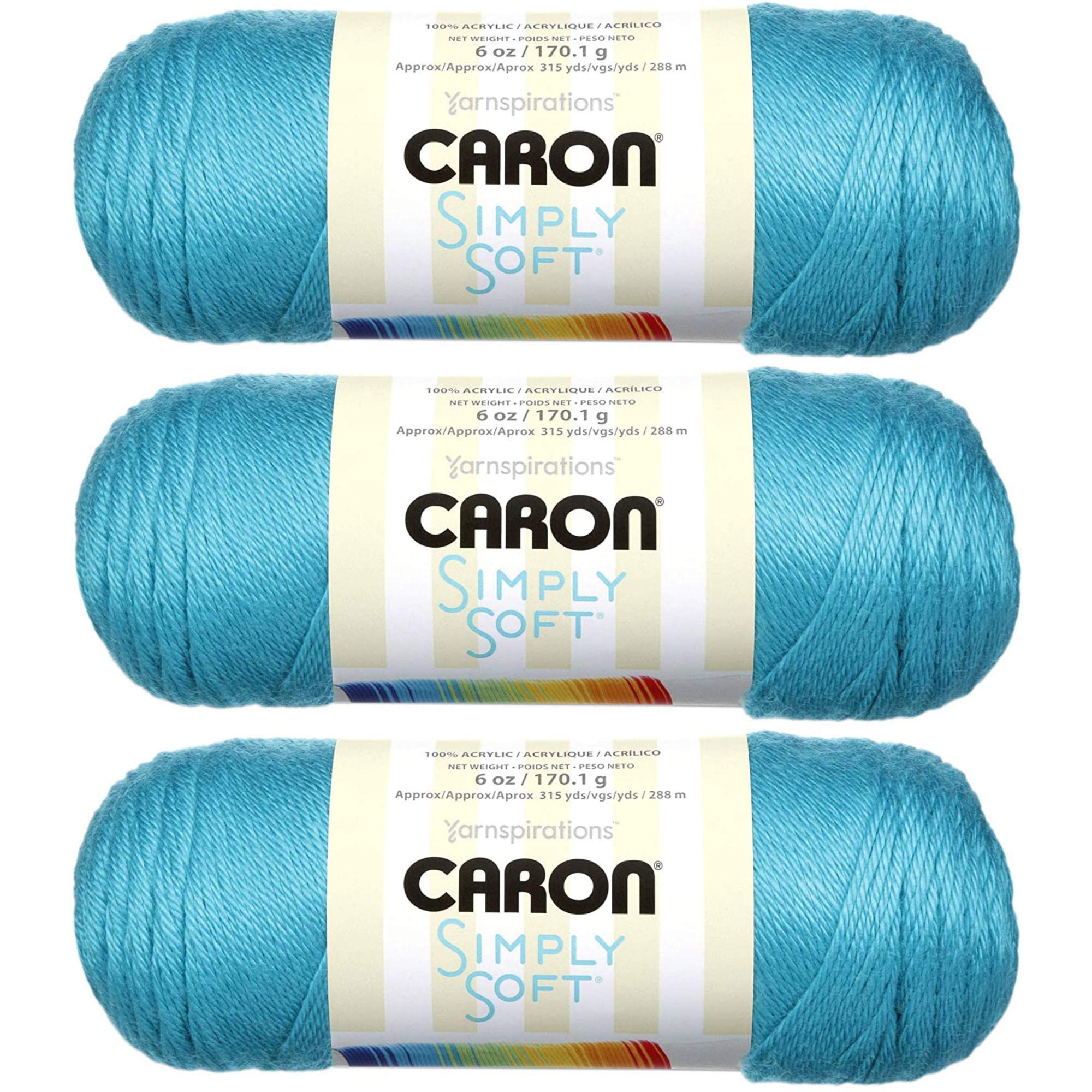 Caron Simply Soft Brites Yarn (3-Pack) Blue Mint H9700B-9608