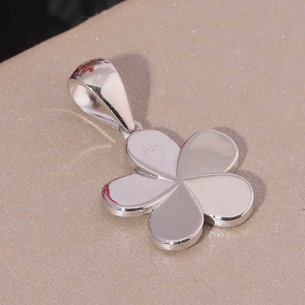 CiNily Flower Pendant Necklace for Women Blue Opal Sterling Silver Plated Hawaiian Plumeria Flower Jewelry Gift